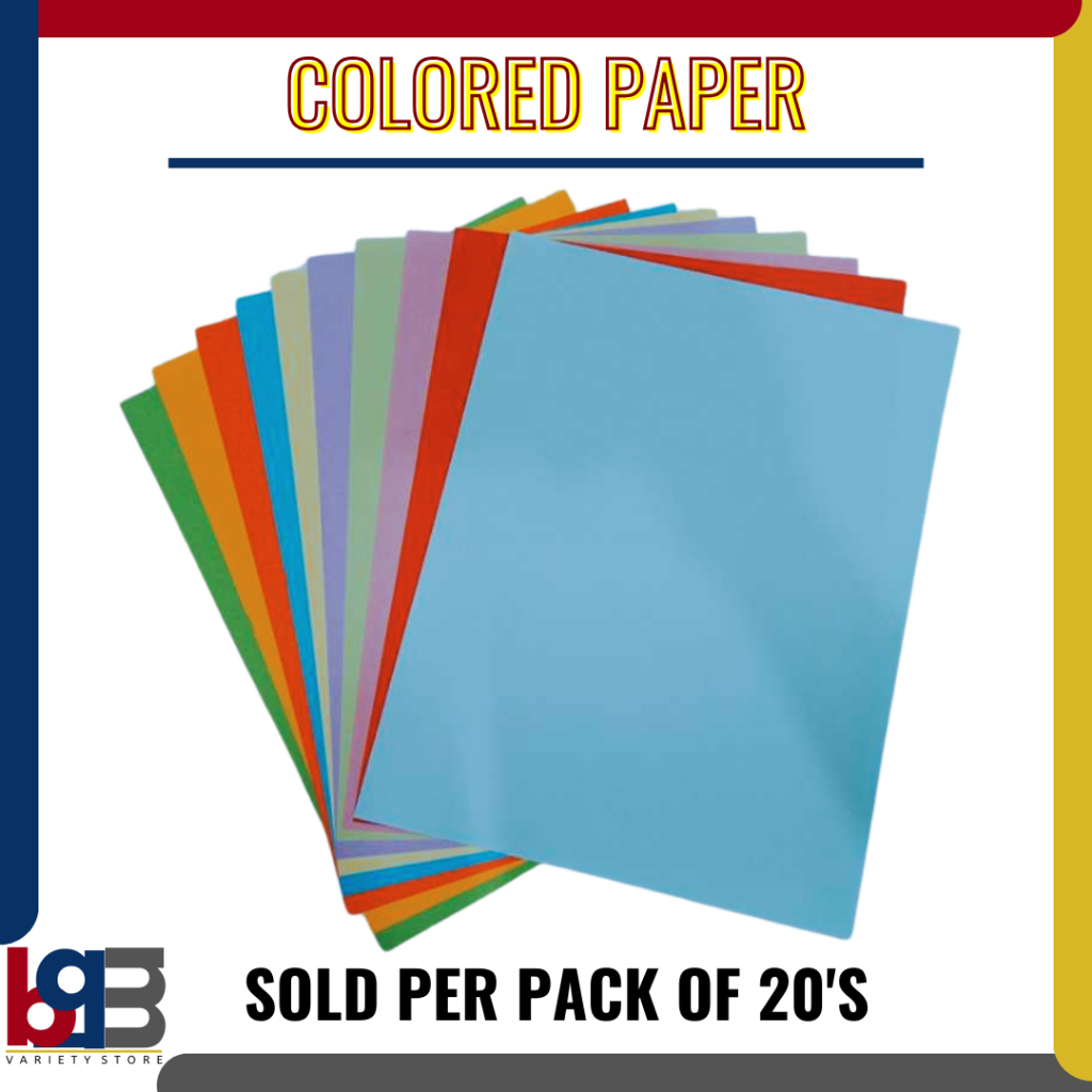 Colored Paper - Multi purpose 80 GSM (20 pieces per pack) | Shopee ...