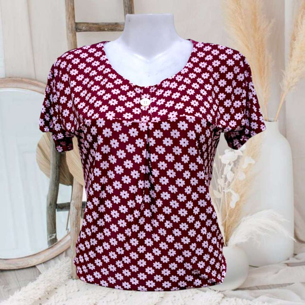 One Button Floral Blouse Casual Top Womenswear Freesize can fit up to ...