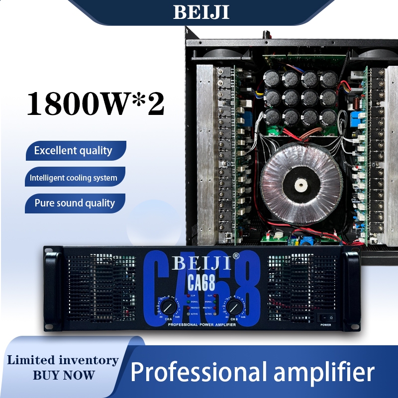 BEIJI CA68 high-power two-channel 1800W audio professional amplifier, 8 ohm speaker amplifier ...