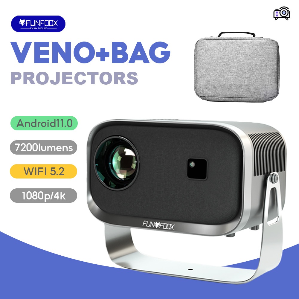 FUNFOOX VENO projector+bag 7200Lumens Android 11.0 portable speaker ...
