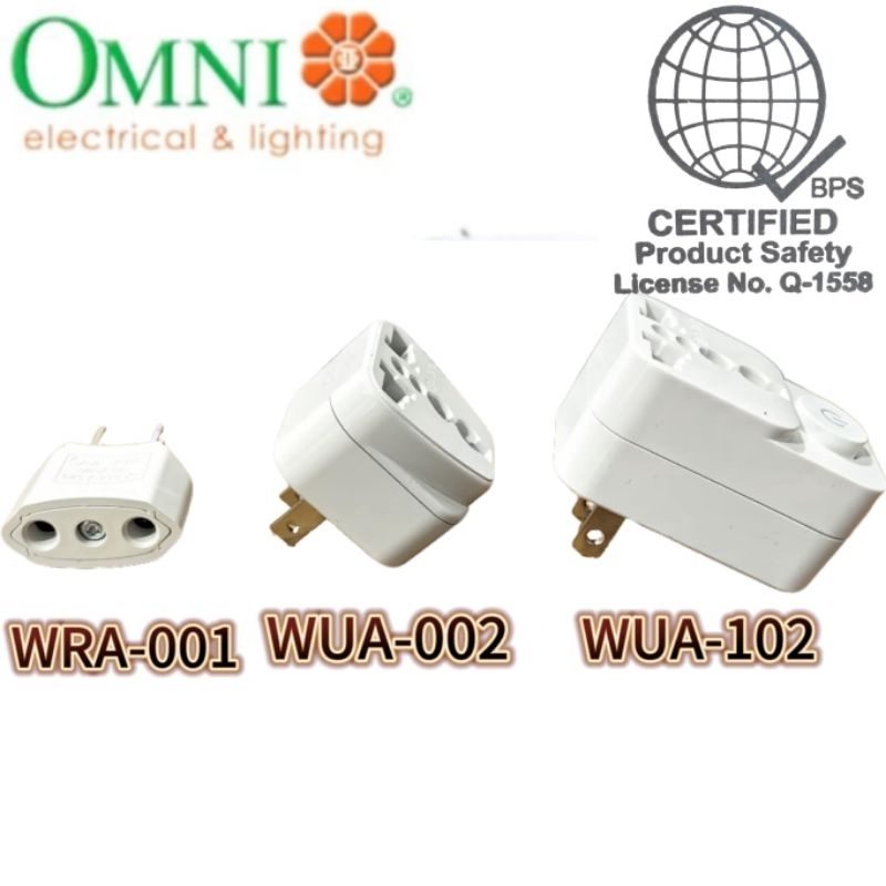 OMNI WRA-001 WUA-002 WUS-102/Regular Adapte Universal Socket Adapter ...