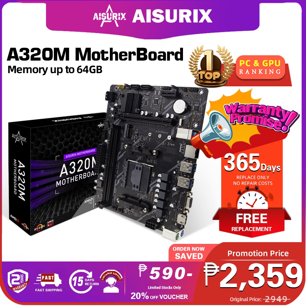 AISURIX A320M Motherboard ATX Support DDR4 Memory Socket AM4 Mobo SATA ...