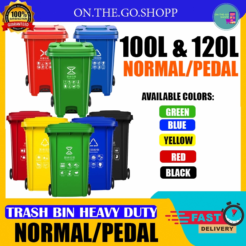 TRASH BIN WITH COVER AND WHEELS 100L & 120L /TRASH BIN WITH PEDALS AND ...