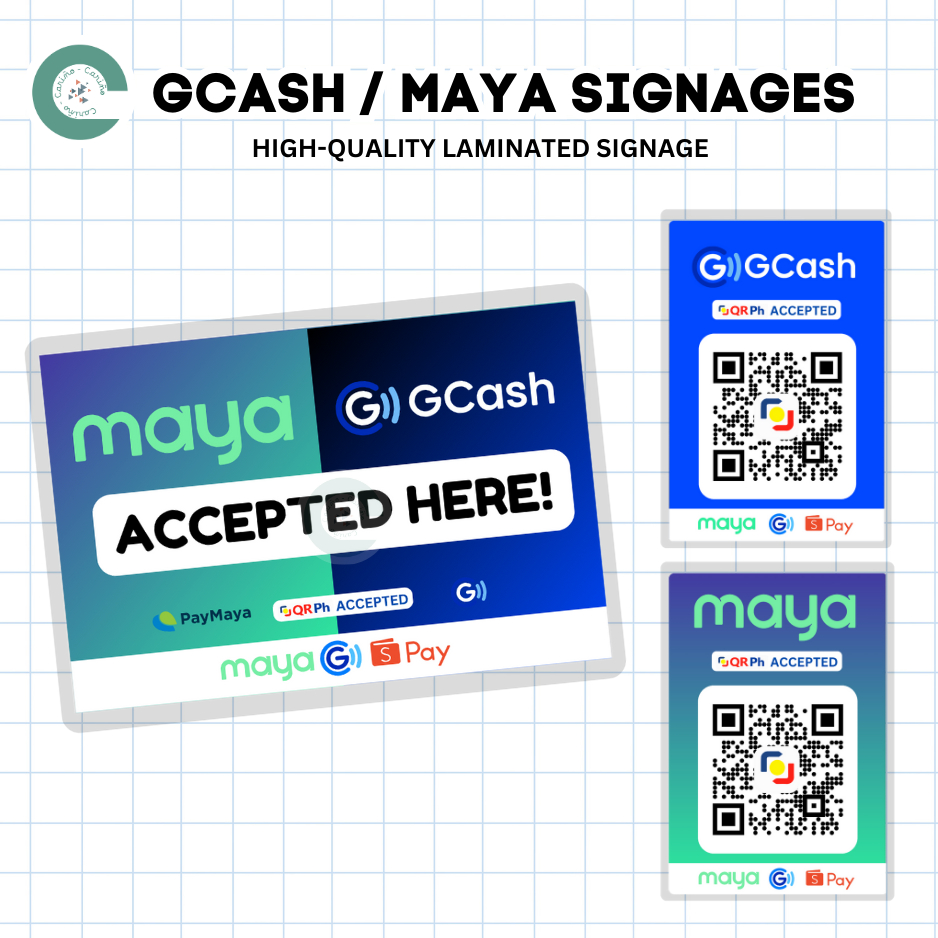 Laminated | Maya - Gcash Signage | Shopee Philippines