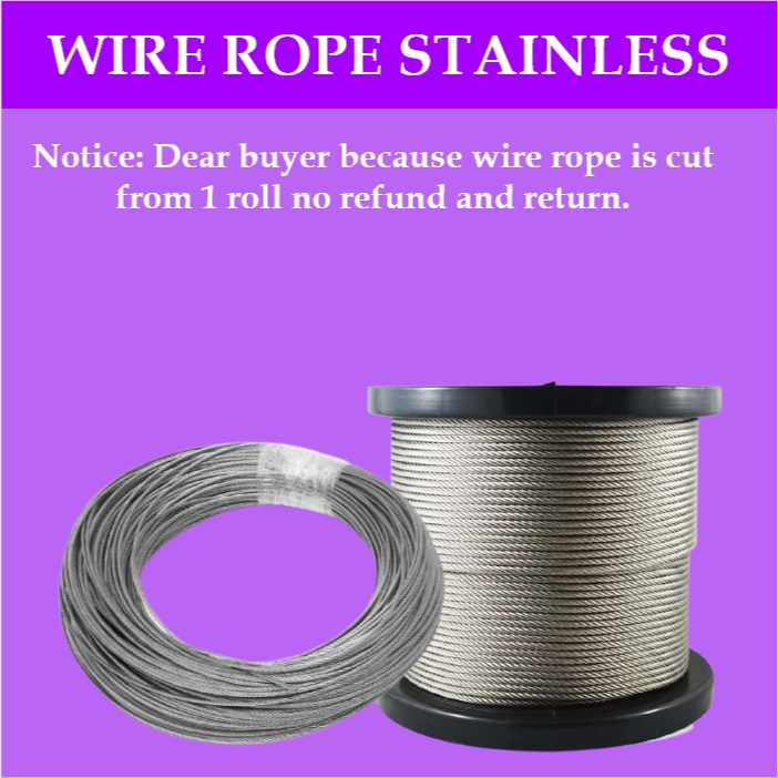 Mago 100 Meters 4mm Stainless Steel Wire Rope Wire Type: 7x7 Grade 304 ...