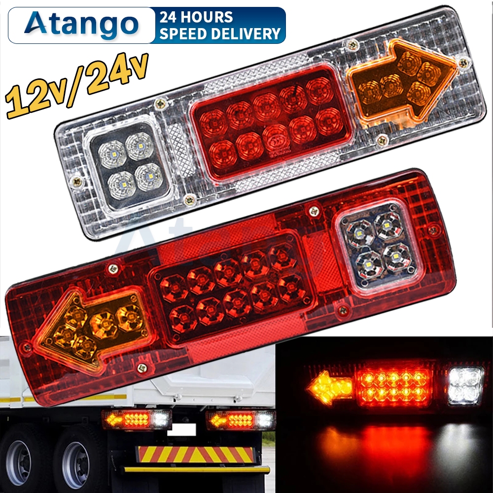 2PCS 12V 24V LED Car Truck Lorry Brake Light Stop Turn Rear Tail ...