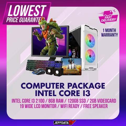 COMPUTER SET i3 2100 8GB 120GB SSD 2GB GPU TERMINATOR CASE 19 WIDE LCD ...