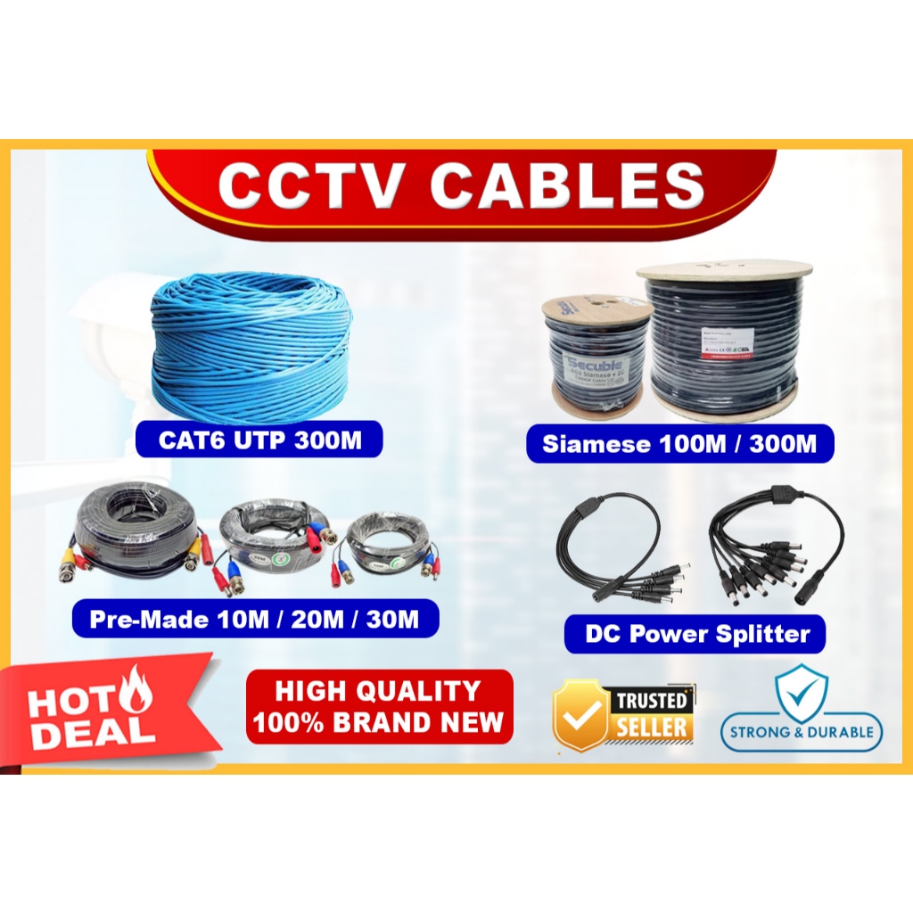 MEGACCTV CABLE WIRE 10M/20M/30M/ UTP 100M/ 300M UTP CABLE BLACK / RG6 ...