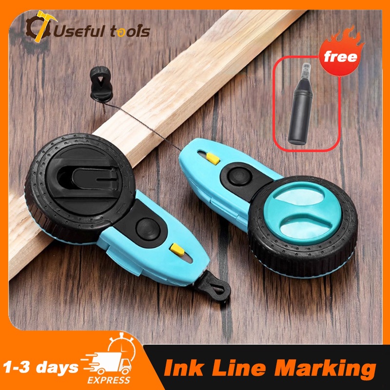 30m 8m Ink Fountain Carpenter Marking Pen Chalk Line Reel Marking Tool ...