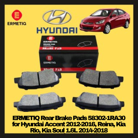 Rear Brake Pads 58302-1RA30 for Hyundai Accent 2012-2016, Reina, Kia ...