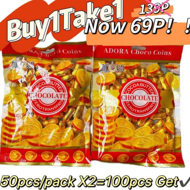 Buy1Take1 100PCS Gold Choco Coins Gold Chocolate Coins Cocoa Butter ...