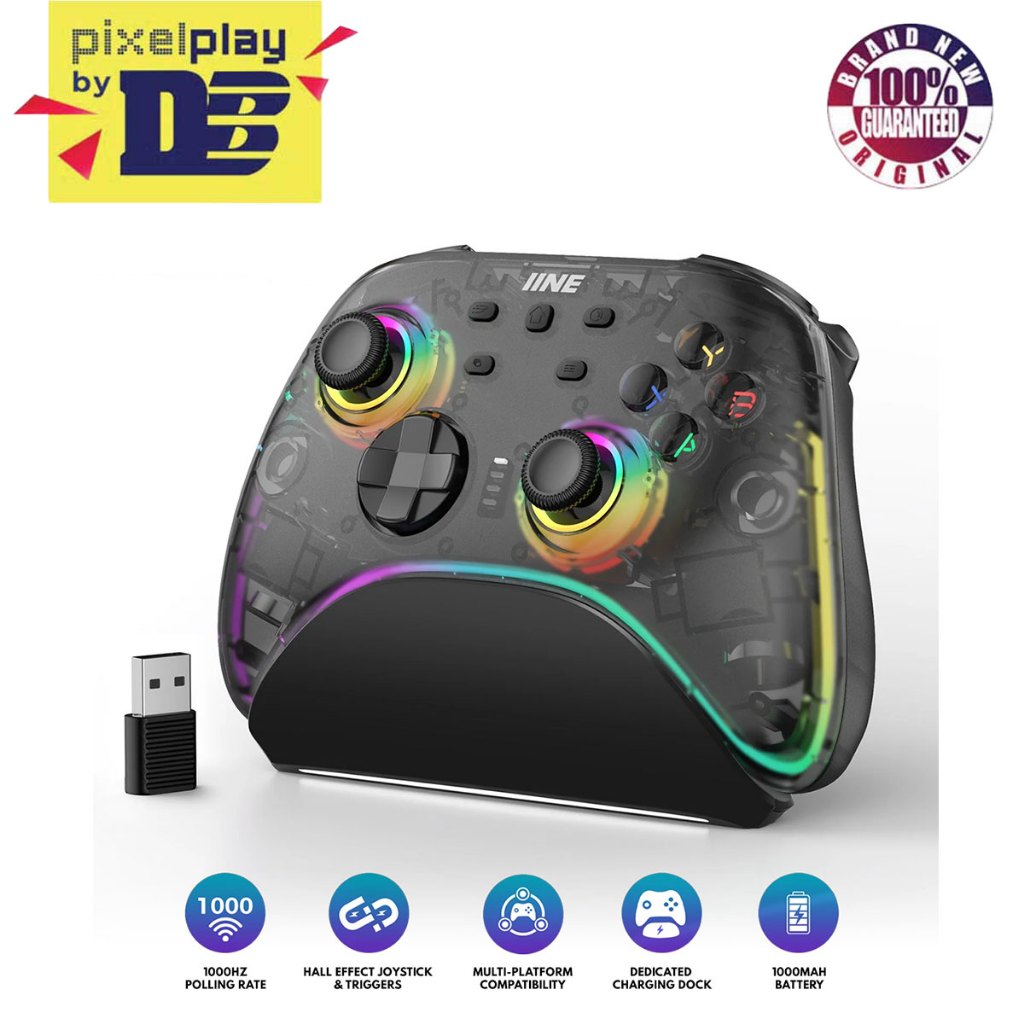IINE Hecate Transparent Black Wireless Controller With Charging Dock (L1044) | Shopee Philippines