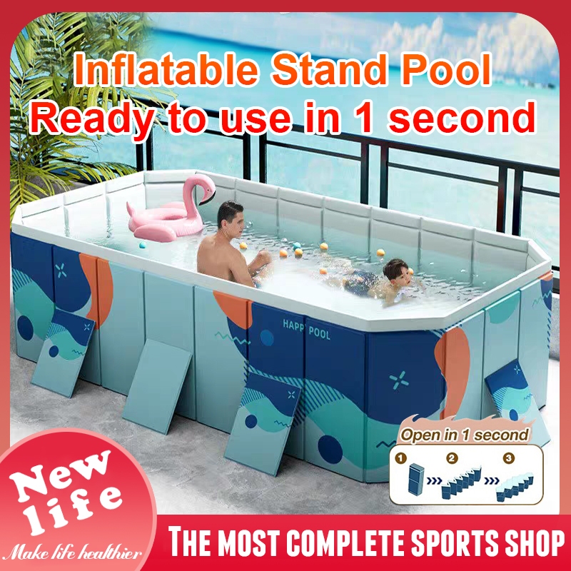 Foldable Swimming Pool For Kids Air Pump 10FT Famirly Swimming Pool Big ...