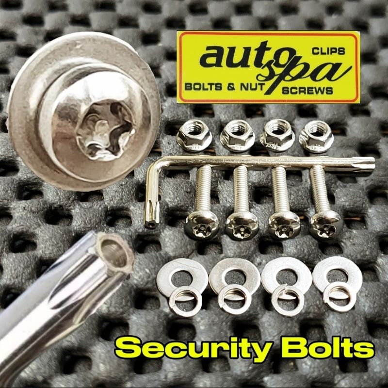 Anti-theft (security) plate bolts set. stainless steel. | Shopee ...