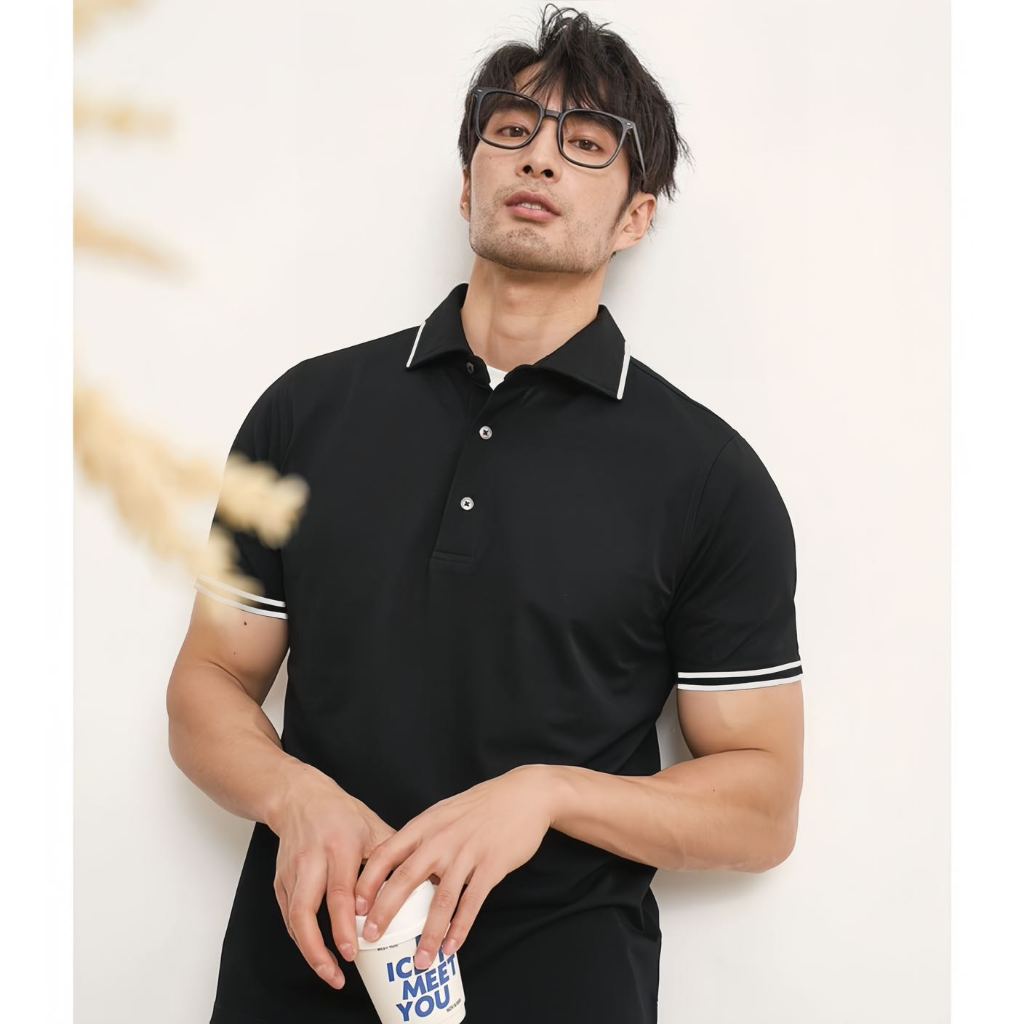 KINWOO T570 Men's short-sleeved Polo shirt stylish casual lapel plain ...
