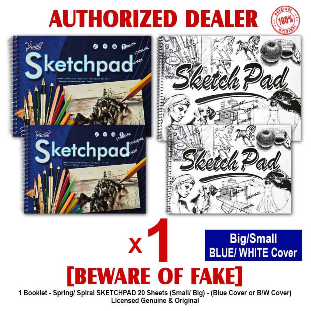 VANDA Sketch Pad Pads 20 sheets Sketchpad SMALL 6x9in BIG 9x12in BLUE ...