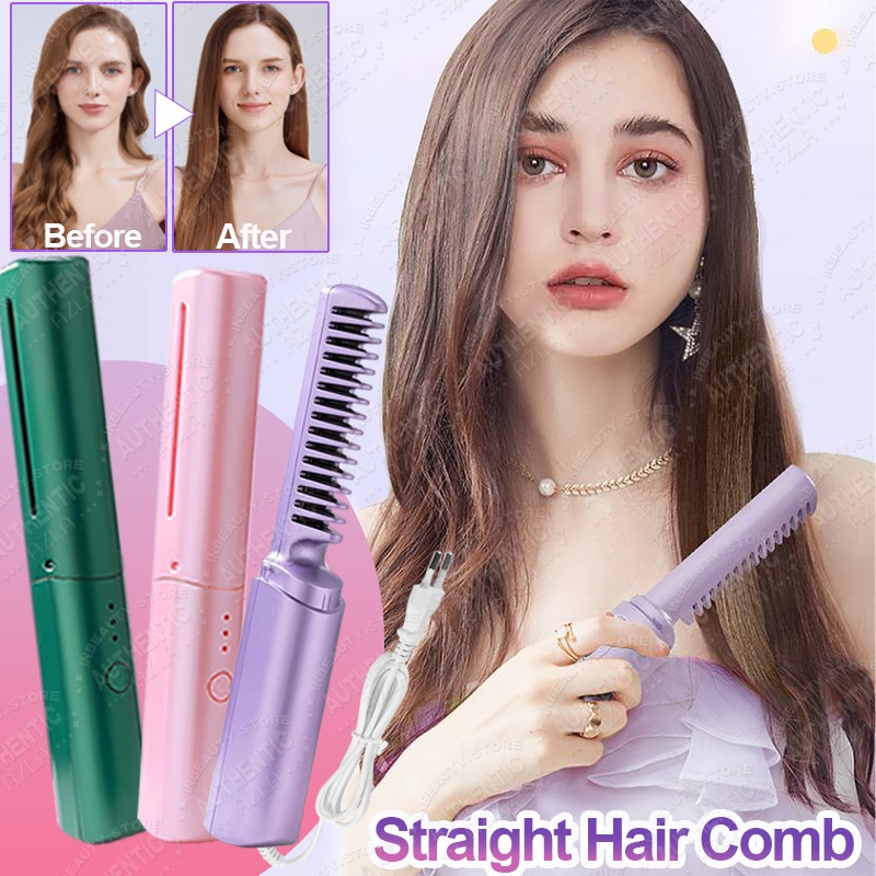 Wireless 2-in-1 Straight Hair Comb Hair Straightener and Curler ...