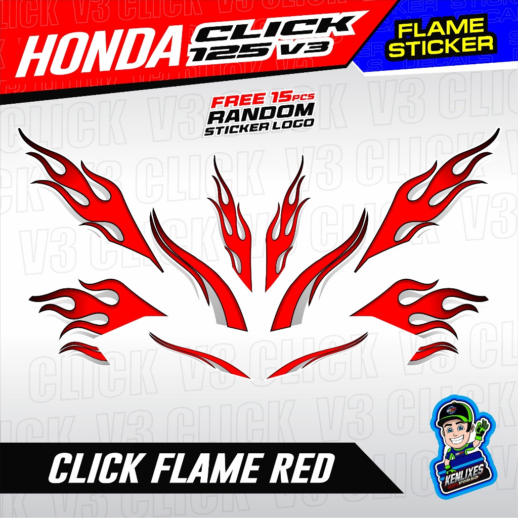 Honda Click 125 v3 Stock Decals Sticker FLAME Edition | Shopee Philippines