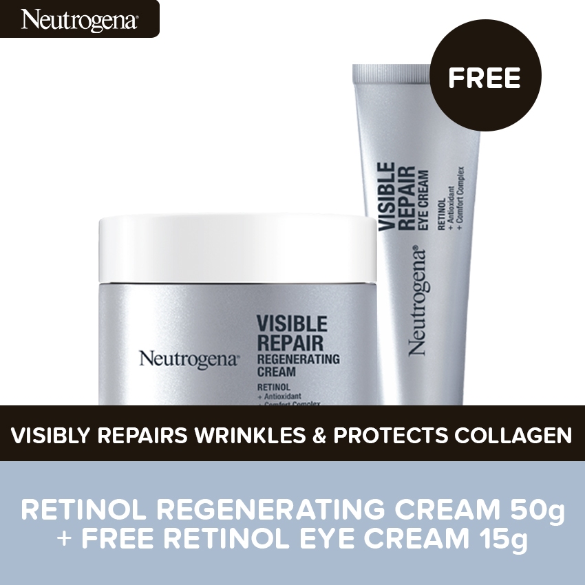 Neutrogena Visible Repair Regenerating Cream 50g + FREE Eye Cream 15g ...