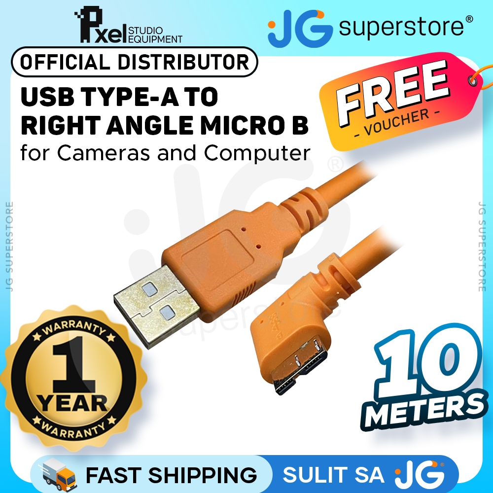 PXEL 10m 8m 5m 3m Type-A to Right Angle Micro B Tether Cable w/ Type-C ...