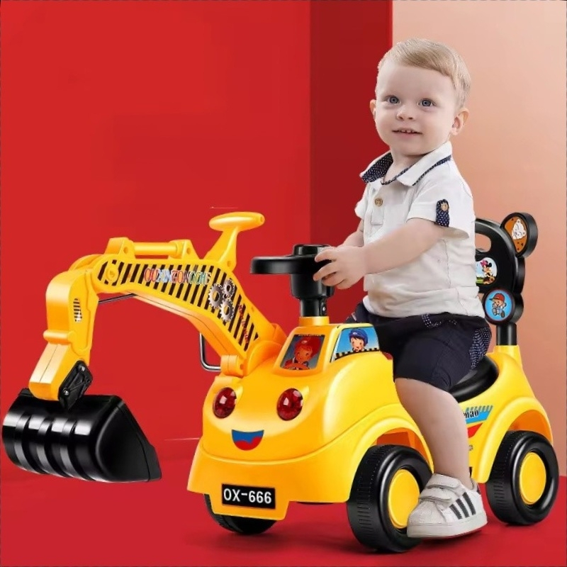 Bisen Children's Ride-On Excavator for Kids – 4-Wheel Backhoe Car with ...