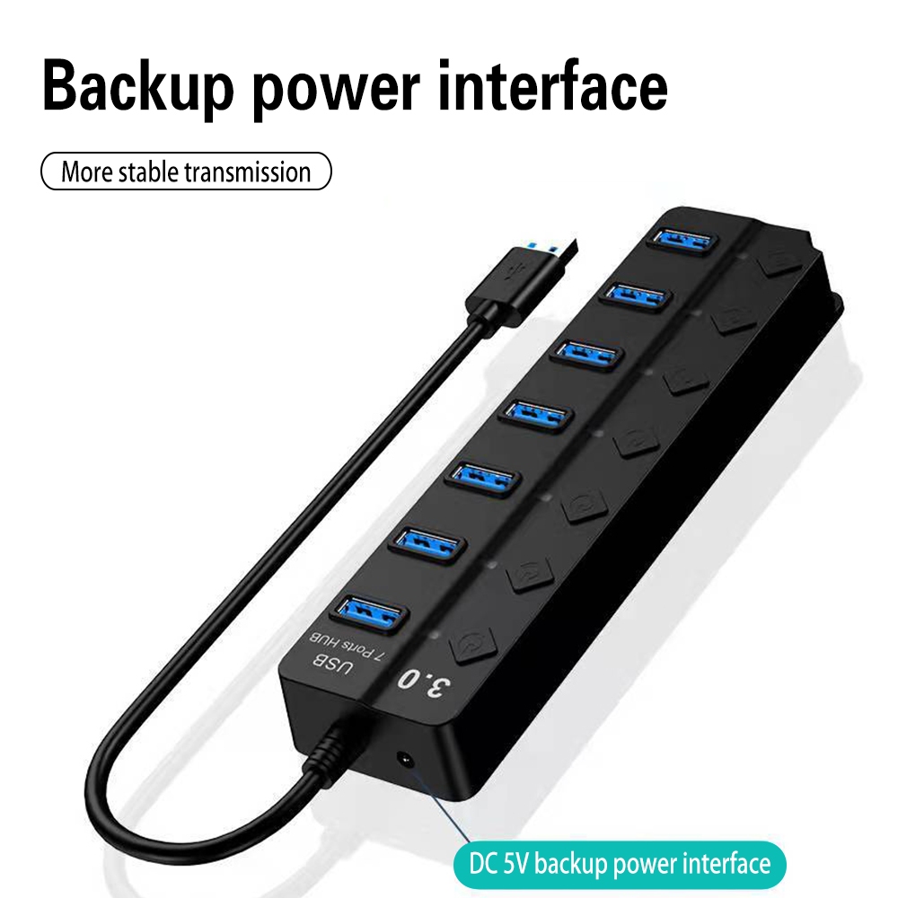 7 Ports USB Port Extension 3.0 High Speed USB Hub For Laptop Multiple ...