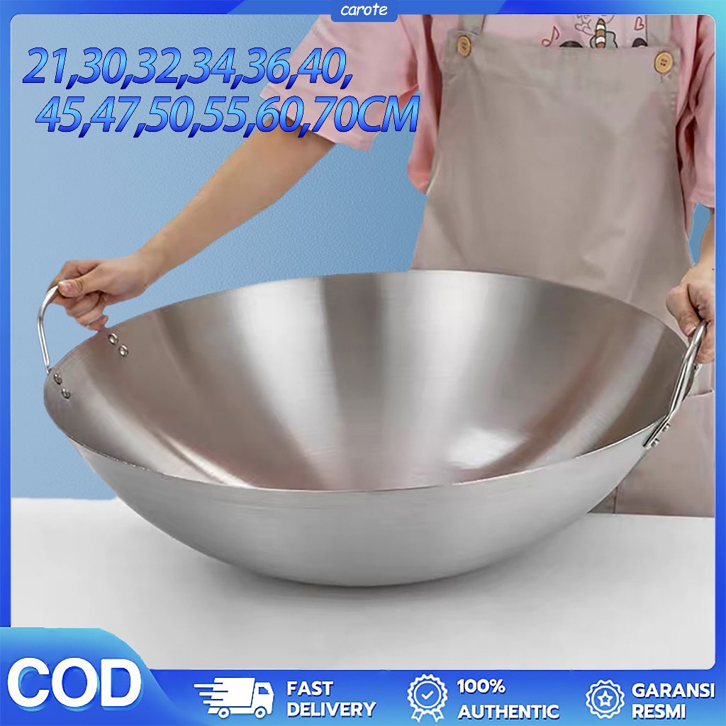 21CM-70CM Non-stick Pan Stainless Steel Large Wok Frying Pan Thick Wok ...