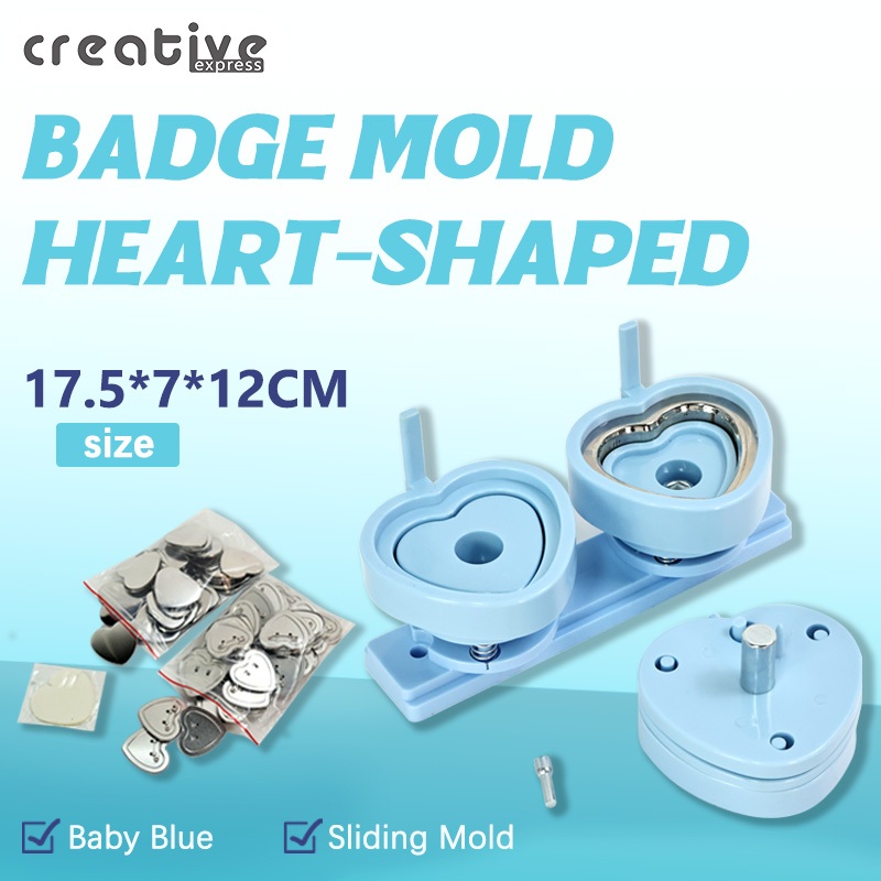 Creative Badge Machine Mold 44mm Heart-Shaped Diy Button Making Mold ...