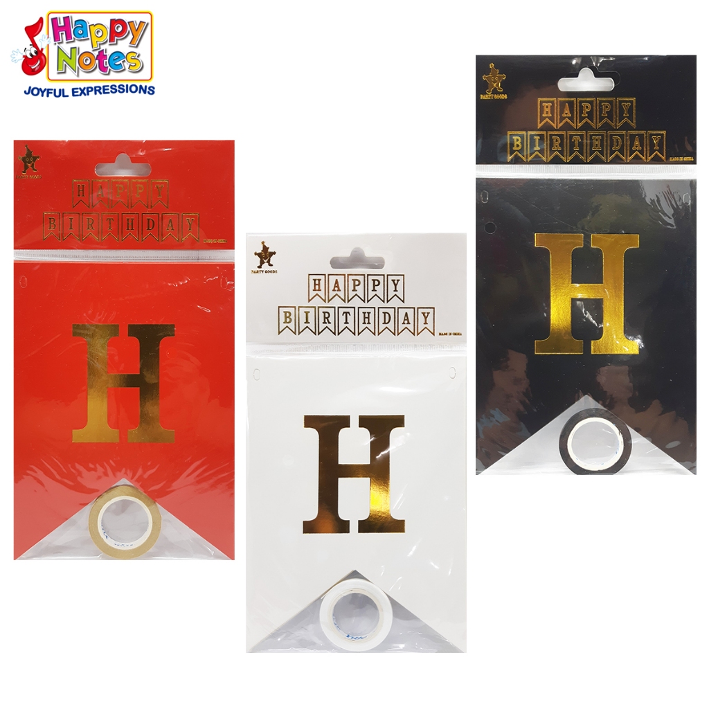 Happy Notes Party Flag Banner (HBD Happy Birthday Small w/Stamping ...