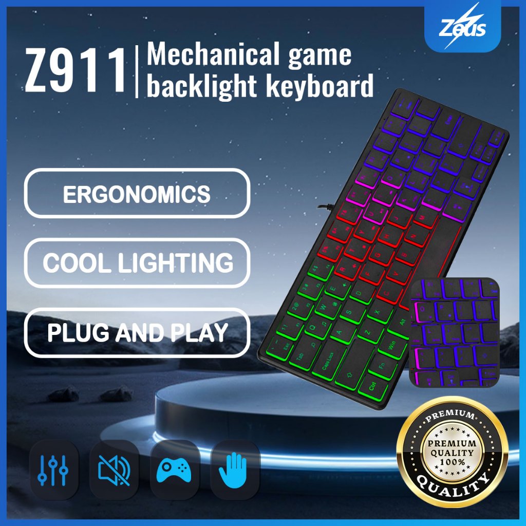 Zeus® Multi Color Keyboard 64 Keys For Gaming Thin Mini Style Office ...