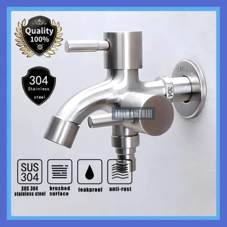 SUS304 Stainless Steel Faucet Two Way valve Faucet 1 in 2 out Head ...