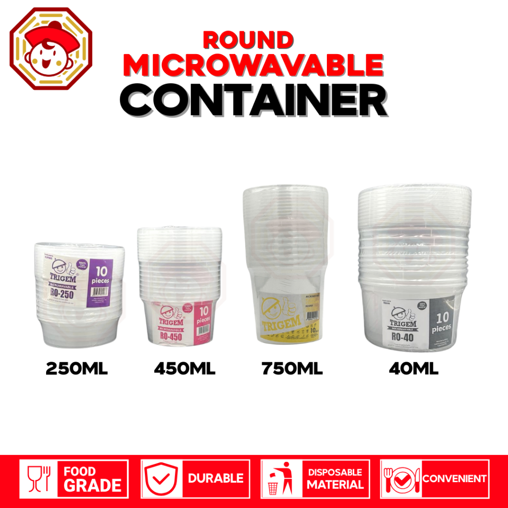 10 pieces Clear Microwavable Round Container Food Storage Environmental ...