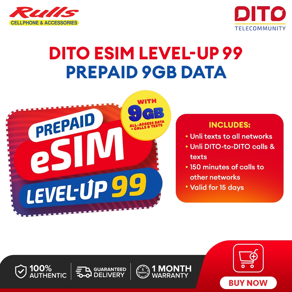 DITO eSIM Level-up 99 Prepaid 9GB Data | Shopee Philippines