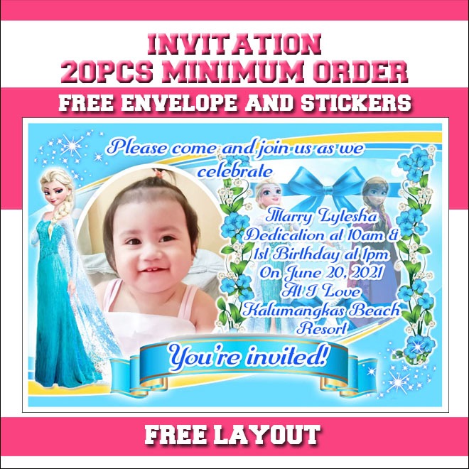 FROZEN Invitation (FreeLayout) 3r size party birthday christening ...