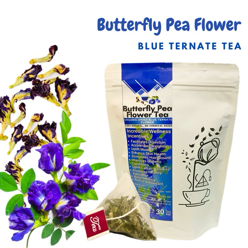 Dried Blue Ternate Tea - Organic Butterfly Pea Flower Tea in 30's ...