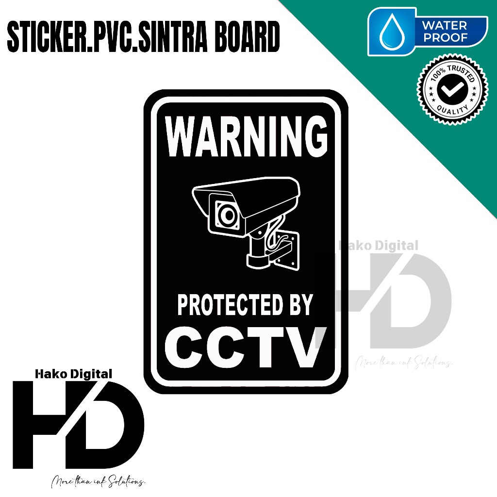 CCTV Warning Sticker Waterproof Fadeproof Black Version | Shopee ...