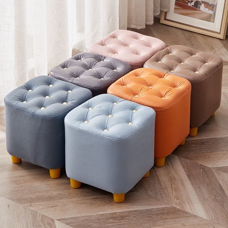 Leather stool home, low stool round stool, living room sofa stool ...