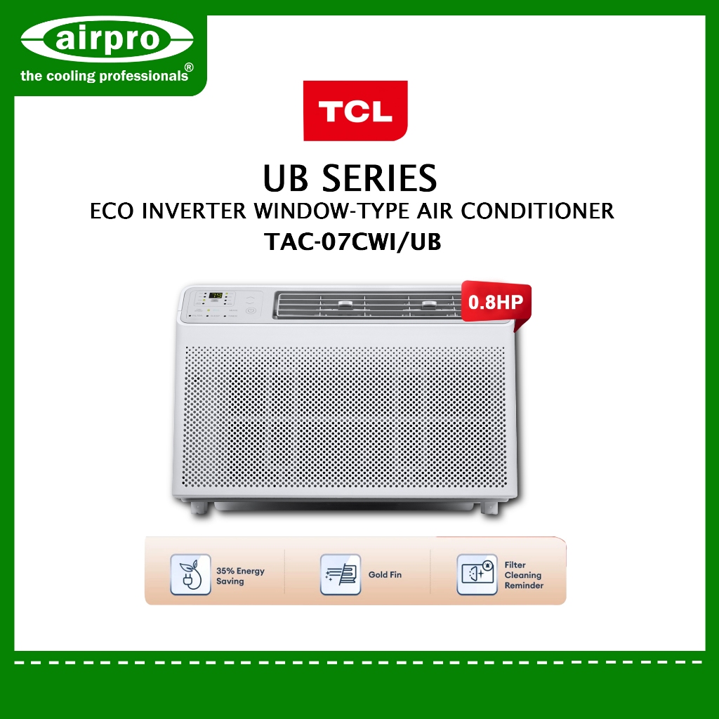 TCL UB Series Eco Inverter Window-Type Air Conditioner - 0.8HP | Shopee ...