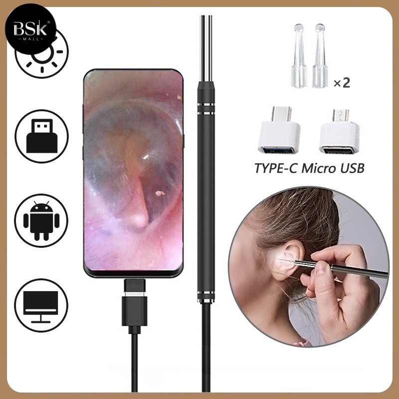 3 In 1 Ear Cleaning Endoscope Otoscope HD Camera 5.5mm USB Android ...