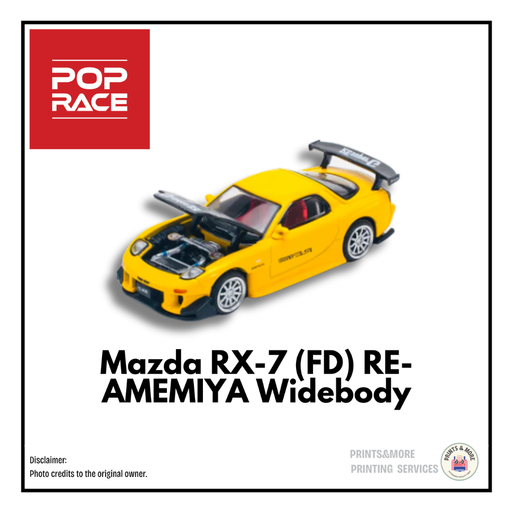 POPRACE 1/64 Mazda RX-7 FD3S RE-AMEMIYA Widebody Yellow Diecast Scale Model Car | Shopee Philippines