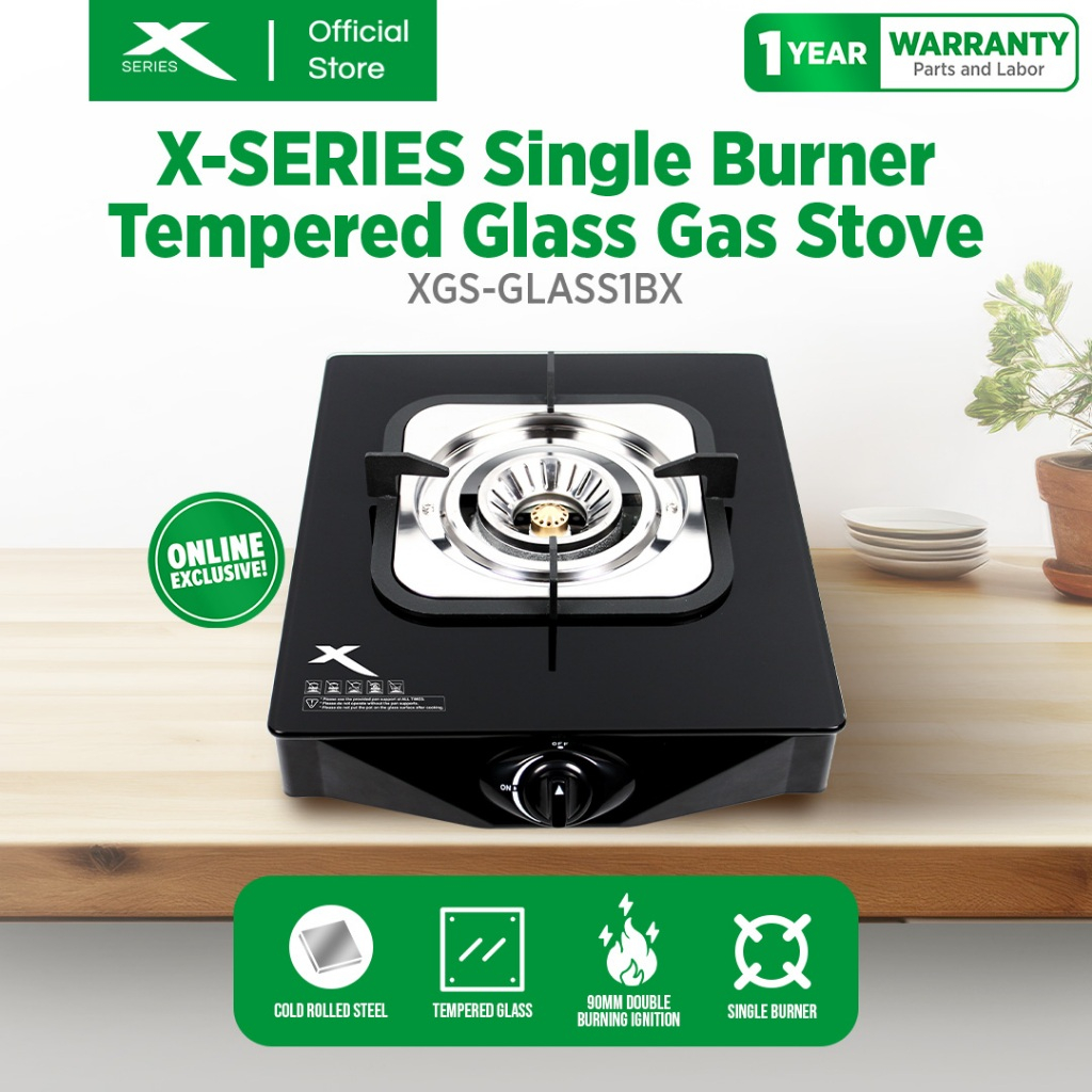 X-SERIES Single Burner Tempered Glass Gas Stove Cast Iron & Automatic ...