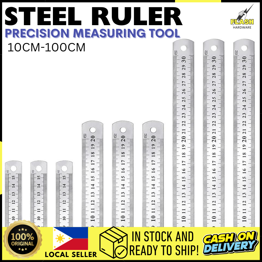 10-100CM Steel Ruler Double Sided Scale Ruler drawing engineering ...