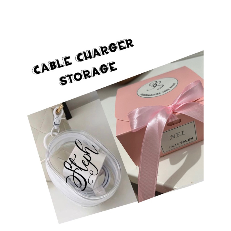 PERSONALIZED GIFT cable charger storage with vinyl name sticker and ...