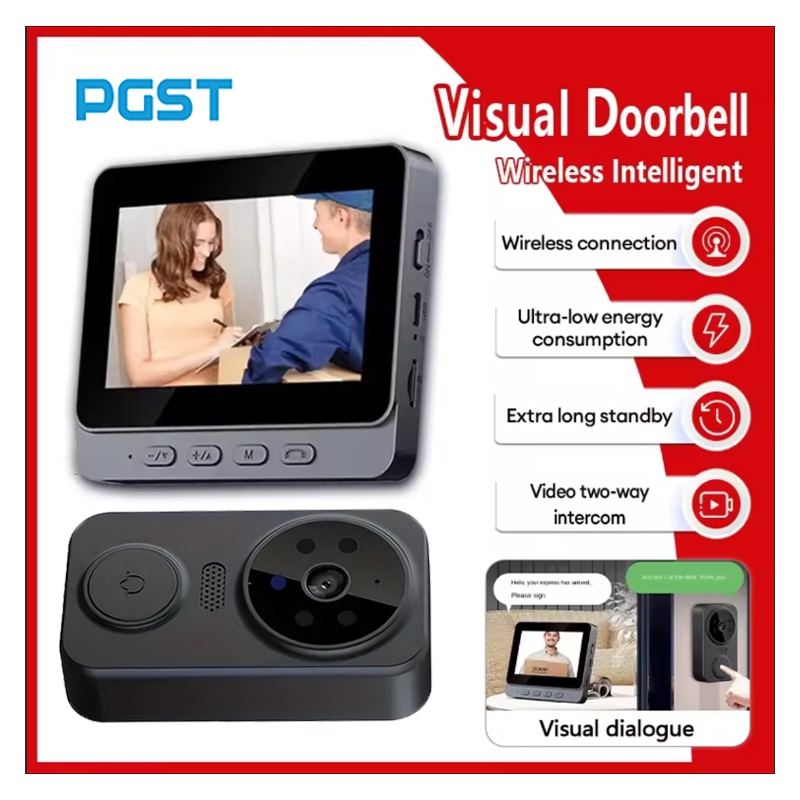 PGST Wireless Visible Doorbell Display Screen Intelligent Two-Way ...
