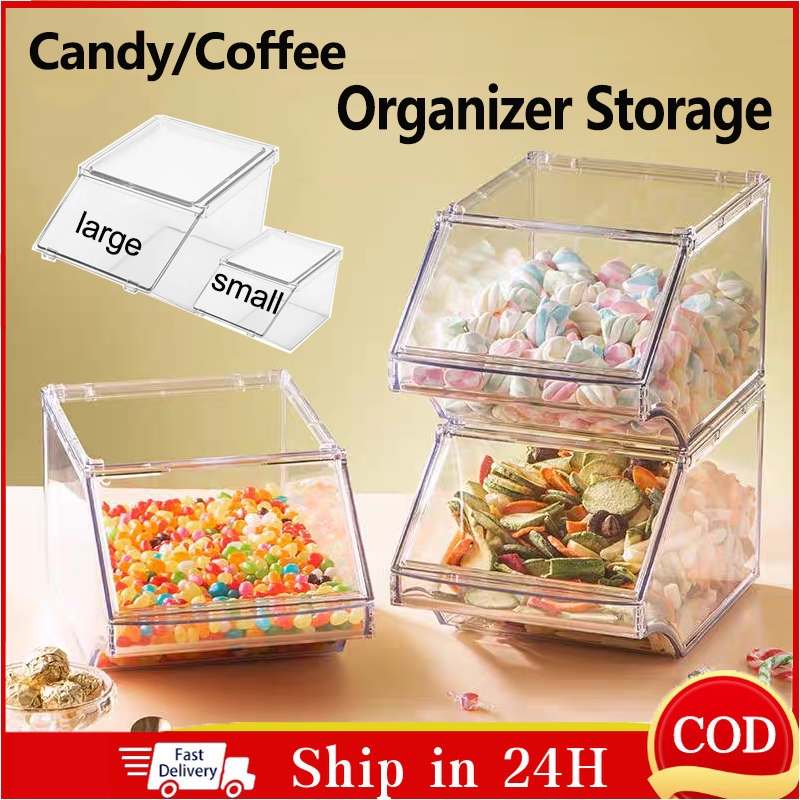 6PCS Coffee Tea Bag Snack Acrylic Organizer Candy Organizer With Cover ...