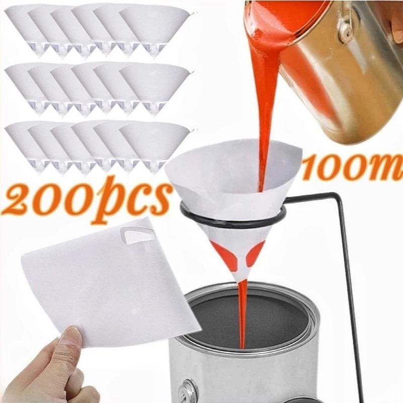 【High Quality】200pcs Paint Filter Funnel Mesh/100 Microns Paint ...