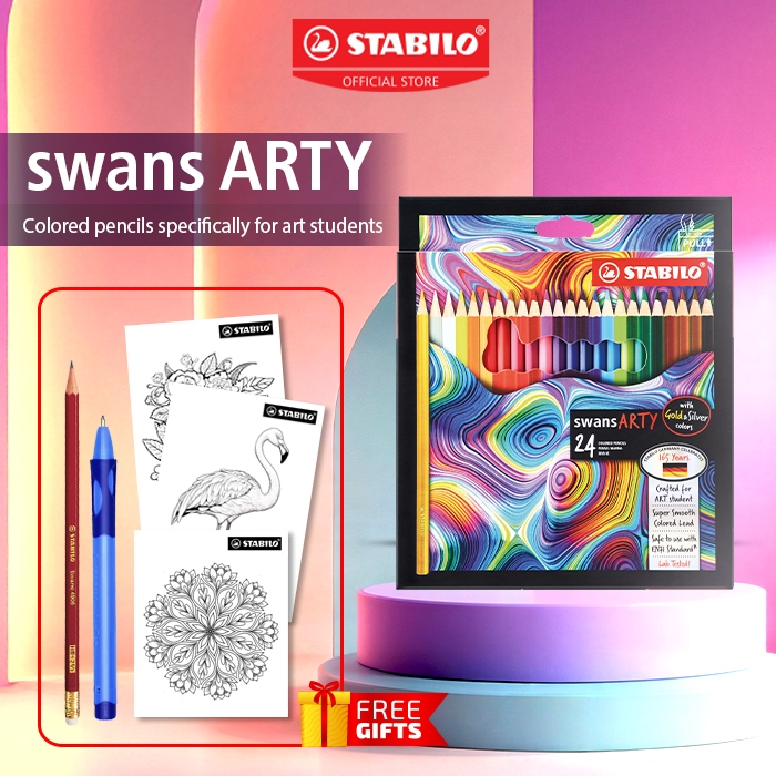 STABILO Swans Arty Color Pencil Set for Drawing Art Coloring Portrait Illustration Set of 12/24 ...