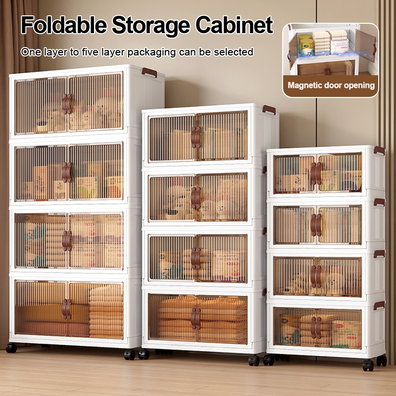 Foldable Kitchen Durabox Storage Cabinet With Wheels Plastic Bedroom ...