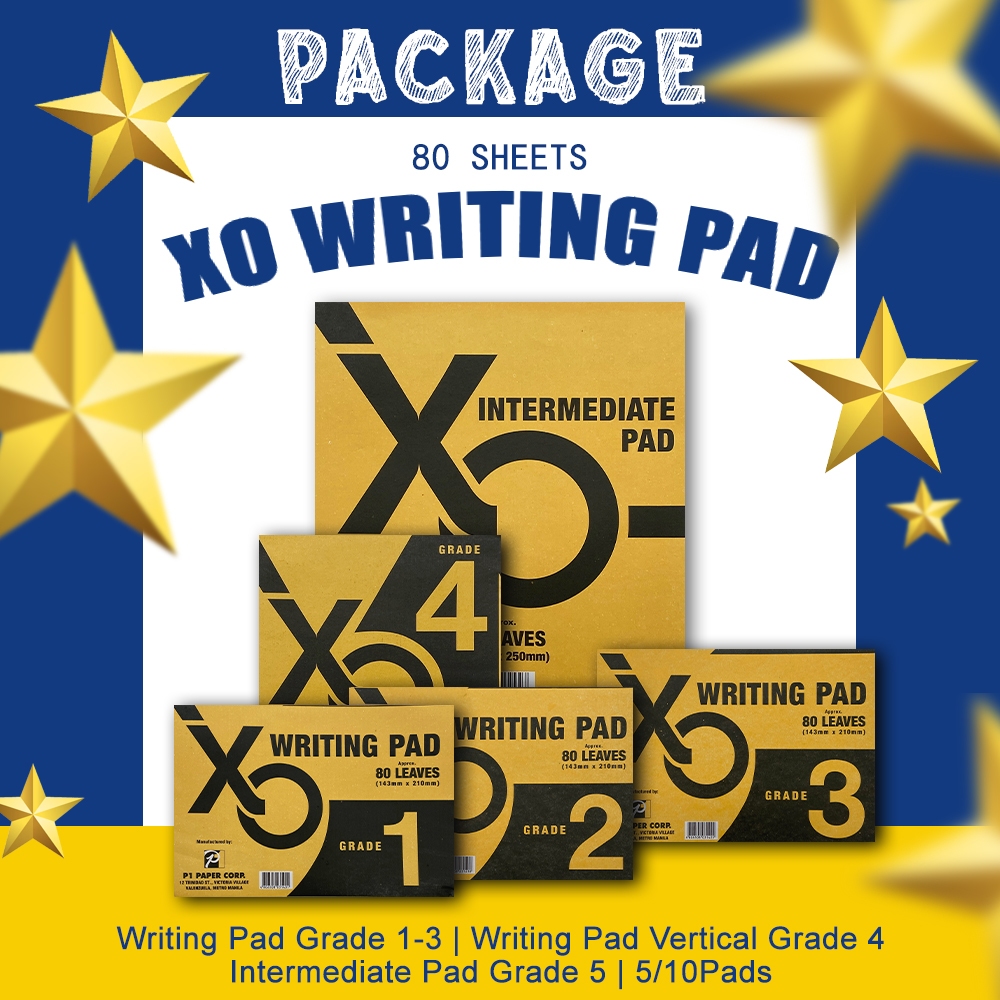 (5pads | 10pads) XO Writing pad for Grade 1 to 5 80 sheets | Shopee ...