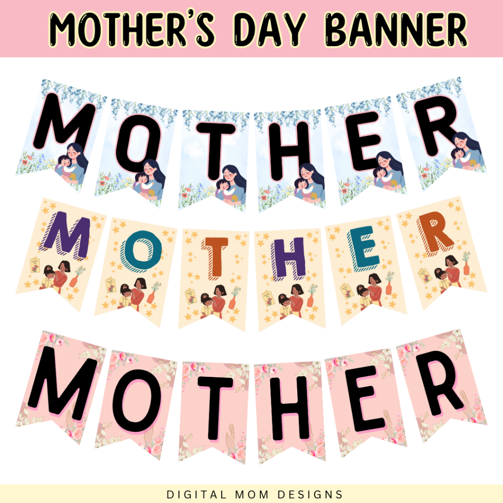 Mother's Day Customized Party Banner - Bunting Personalized Mothers Day ...